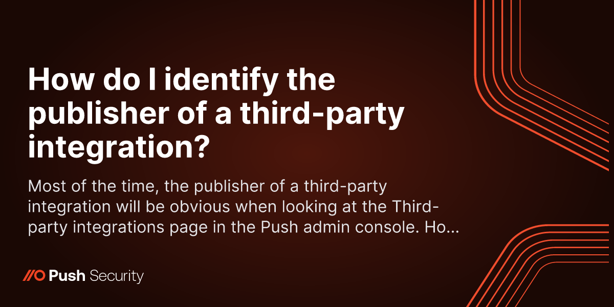 How do I identify the publisher of a third-party integration?